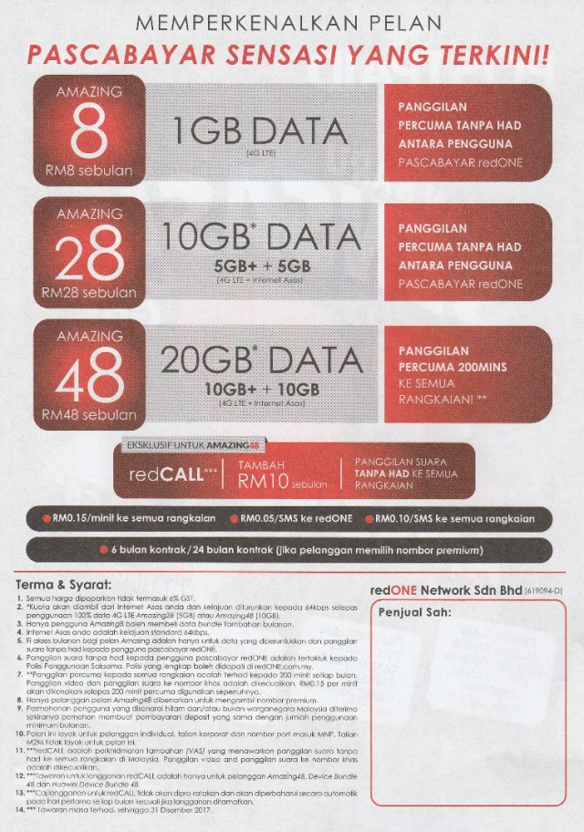 RedOne Kajang – Pakej telco murah dan menarik 2017… panggilan percuma ...